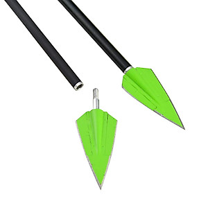 AMEYXGS 6 Pack 150 Grain Archery Hunting Broadheads 2 Blades Screw in Arrowheads for Compound Bow Crossbow Hunting and Target Practice (6pcs Green + broadheads case)