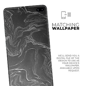 DesignSkinz Black & Silver Marble Swirl V4 Protective Vinyl Decal Wrap Skin Cover Compatible with The Samsung Galaxy S20 (Screen Trim & Back Glass Skin)