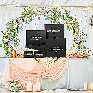 8Pack Groomsmen Proposal Box with Card (7 Groomsmen Boxes,1 Best Man Box) , 10.6×7.9×3.1 Inch Groomsmen Gift Box with Ribbon, Will You Be My Groomsman Box, Wedding Gift Box for Groomsmen Proposal Gift