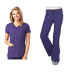 HeartSoul Break on Through Women Scrubs Set Shaped V-Neck Top 20710 & Drawstring Pant 20110 (Grape M/M)