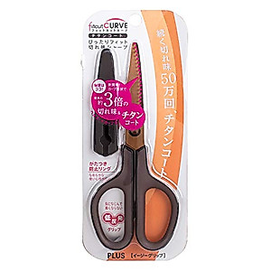 Plus SC-175ST 34-519 Scissors, Fit Cut Curve, Titanium, Continuous Sharpness, Brown