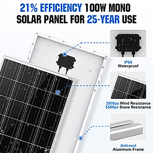 ECO-WORTHY 1000W 4KWH Solar Wind Power Kit: 1*400W Wind Turbine + 6*100W Solar Panel + 2*12V 100Ah Lithium Battery + 1*24V 3000W Inverter for Home/RV/Boat/Farm/Street Light and Off-Grid Appliances
