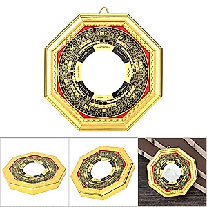 Feng Shui Convex, Reliability Wood Portable Chinese Feng Shui Mirror for Home Business Lucky(13.5cm Diameter Convex Mirror)