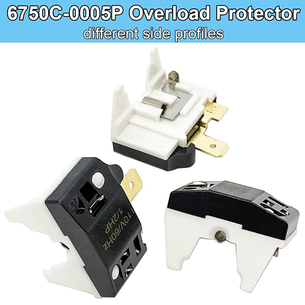 QP2-4.7 /4R7 1 Pin Refrigerator Starter PTC Start Relay w/ 6750C-0005P Refrigerator Overload Protector, Compatible with Kenmore Vissani LG Refrigerator Compressor for Mini Fridges, Wine/Beer Coolers