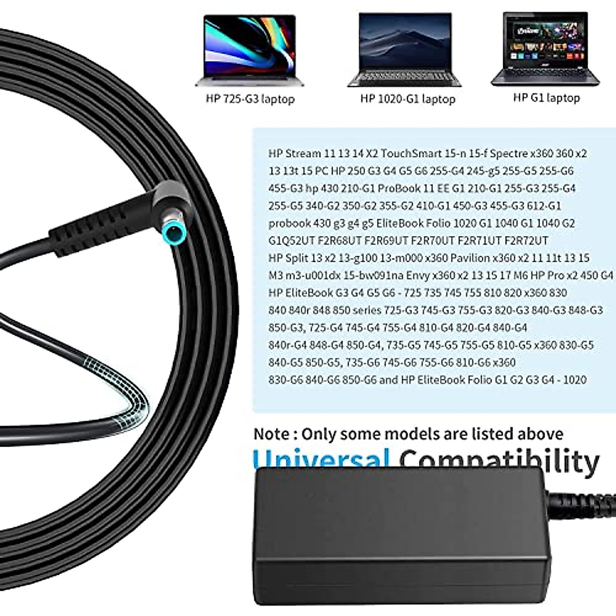 HP 45W 19.5V 2.31A Laptop Charger for HP Stream 11 13 14, Pavilion, Elitebook Folio, Spectre, Pavilion Touchsmart, Spectre Ultrabook, AC Adapter Power Supply (4.5mm x 3mm)