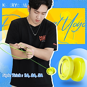 MAGICYOYO K2 Yoyo for Kids, Responsive Yoyo Professional Plastic Yoyo Ball, Unresponsive Yoyo for Adults with Concave Bearing, 12 Yoyo Strings, Bearing Puller, Yo-yo Case (Yellow)