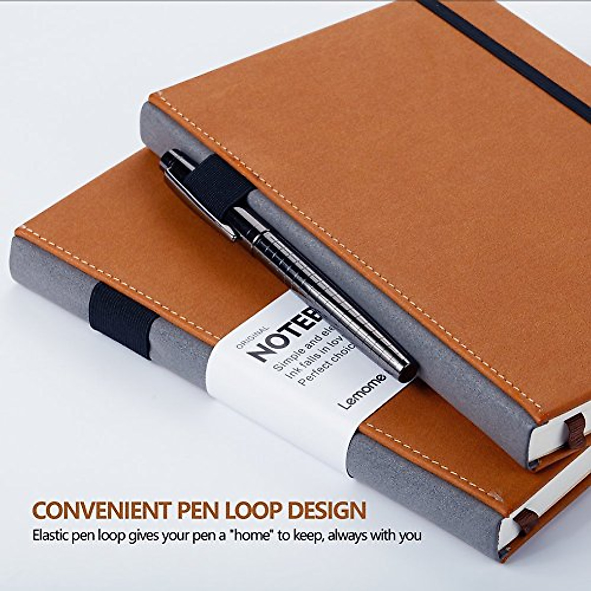 Grid Paper Notebook - Hardcover Classic Notebook with Pen Holder - Thick Premium Paper + Page Dividers Gifts 8.4 x 5.7 In