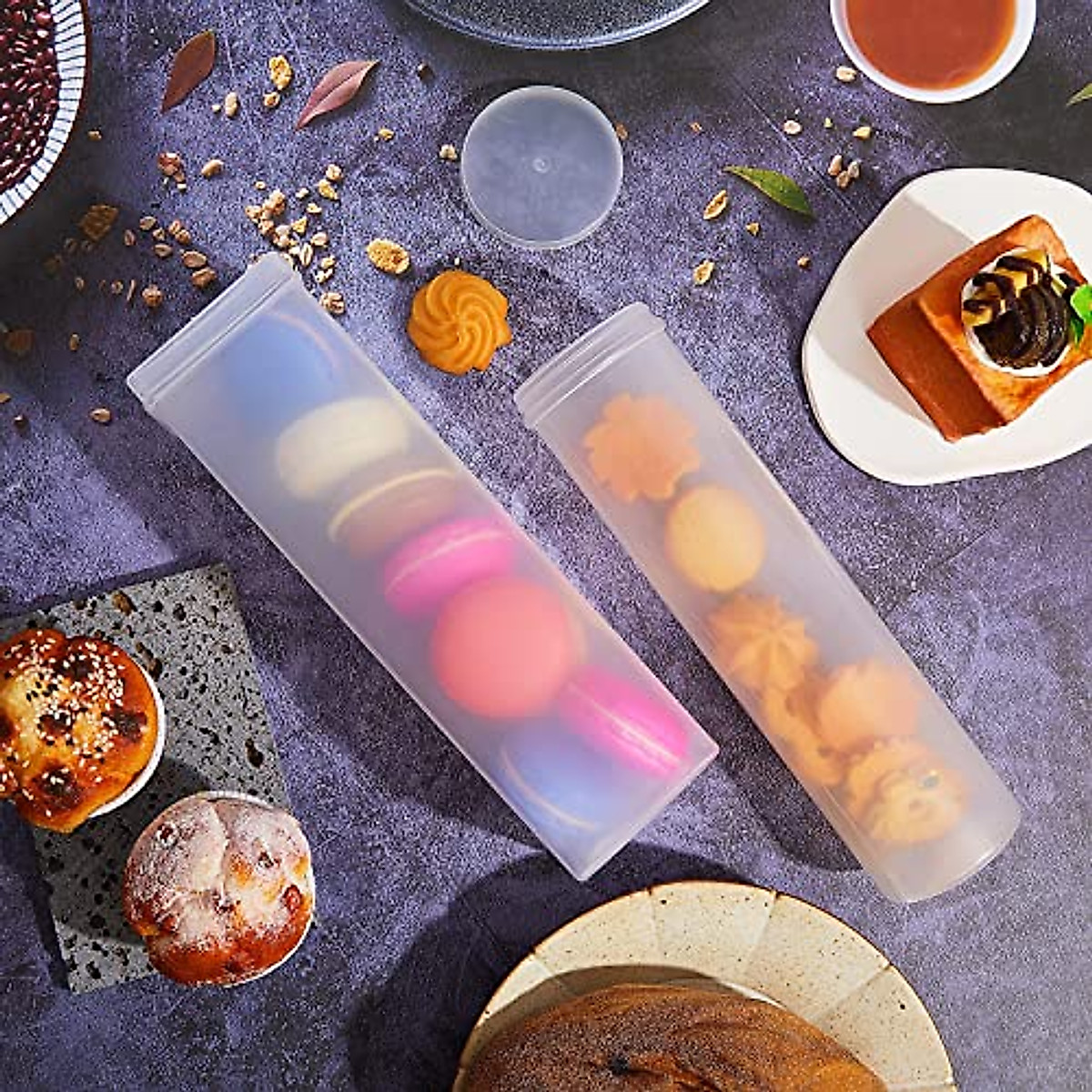 6 Pcs Plastic Cracker Keeper Small Cracker Container Cracker Storage Containers Plastic Airtight Kitchen Container Cookie Storage Round and Square Cracker Keeper for Dry Food Cookie Stay Fresh