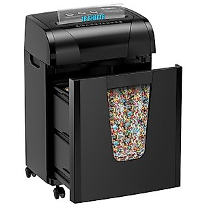 Woolsche Paper Shredder, 18-Sheet Cross Cut with 5.28-Gallon Pull Out Bin, P-4 Security Level, Shred Paper and Credit Card and CD, Durable&Fast with Auto Jam Proof System Shredder for Office