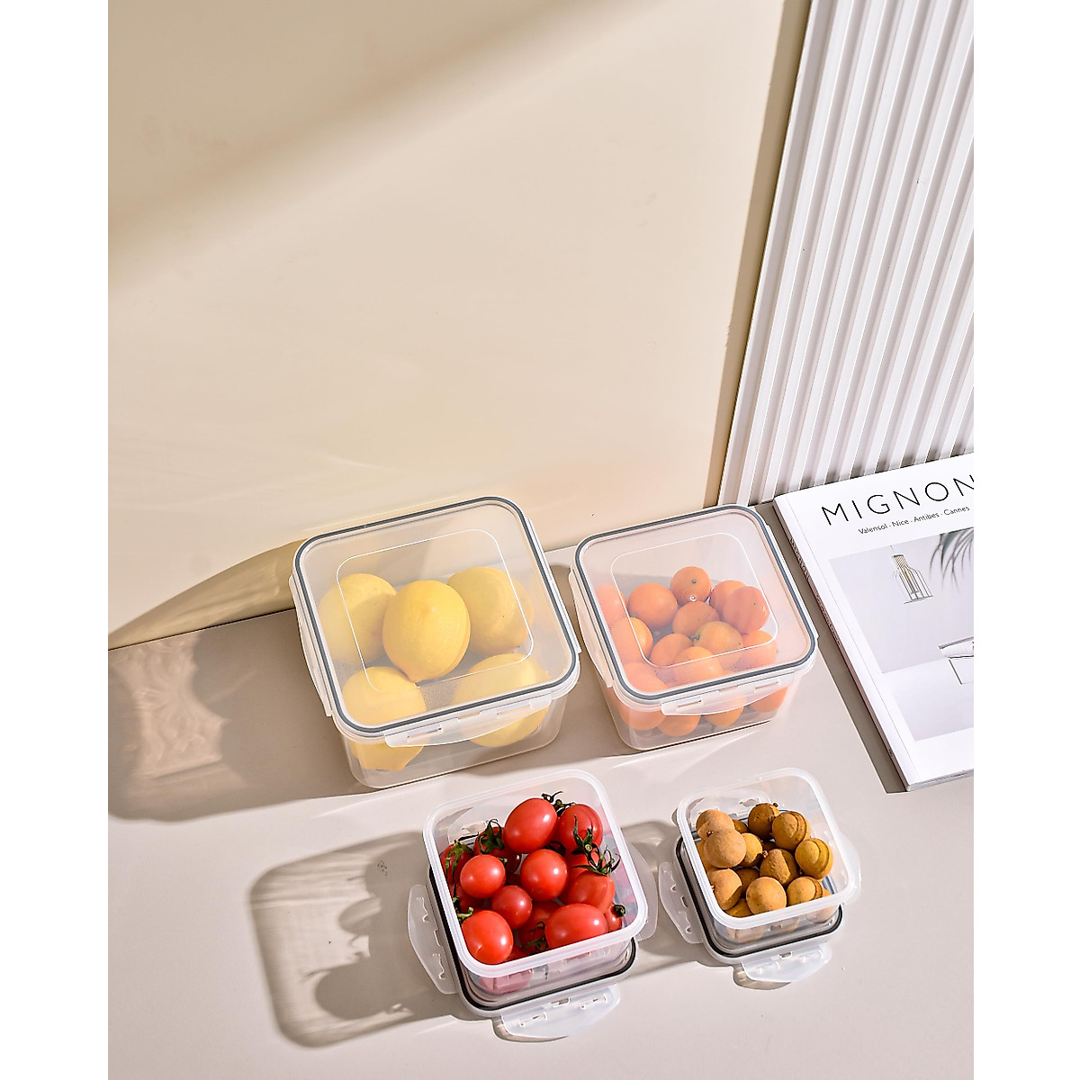 Class Frogs 32 high-capacity food storage containers (16 containers+16 lids), lunch box, bread storage box, pantry and kitchen container, leak proof, BPA free, Transparent, CNTZ-A111