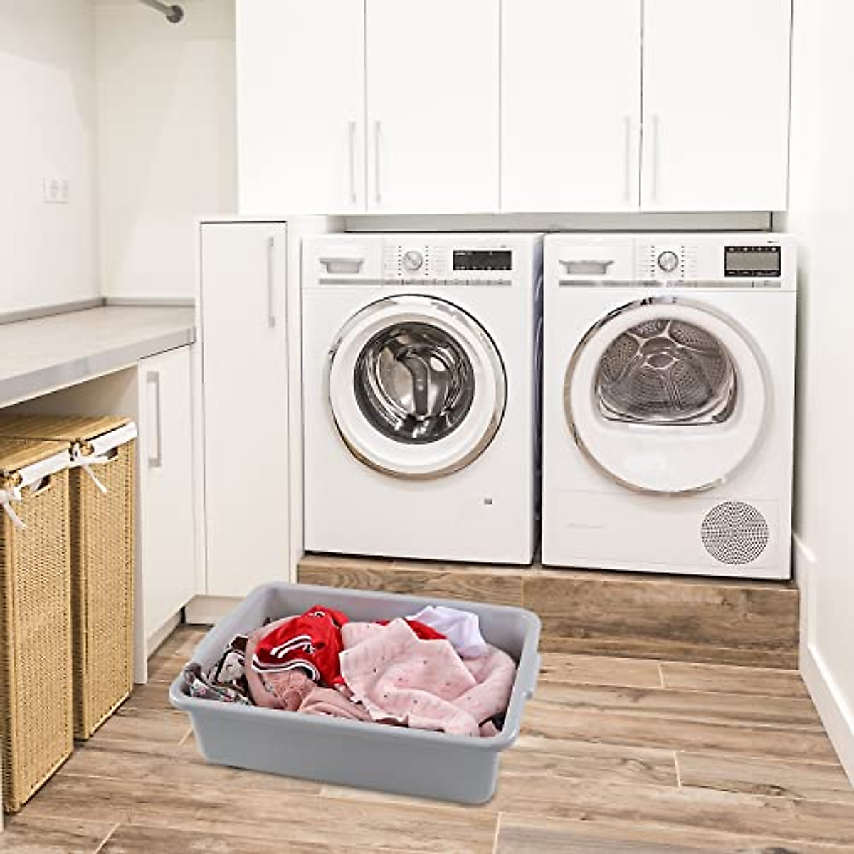 Sosody 24 L Plastic Commercial Bus Tubs, Large Utility Bus Boxes, 4-Pack