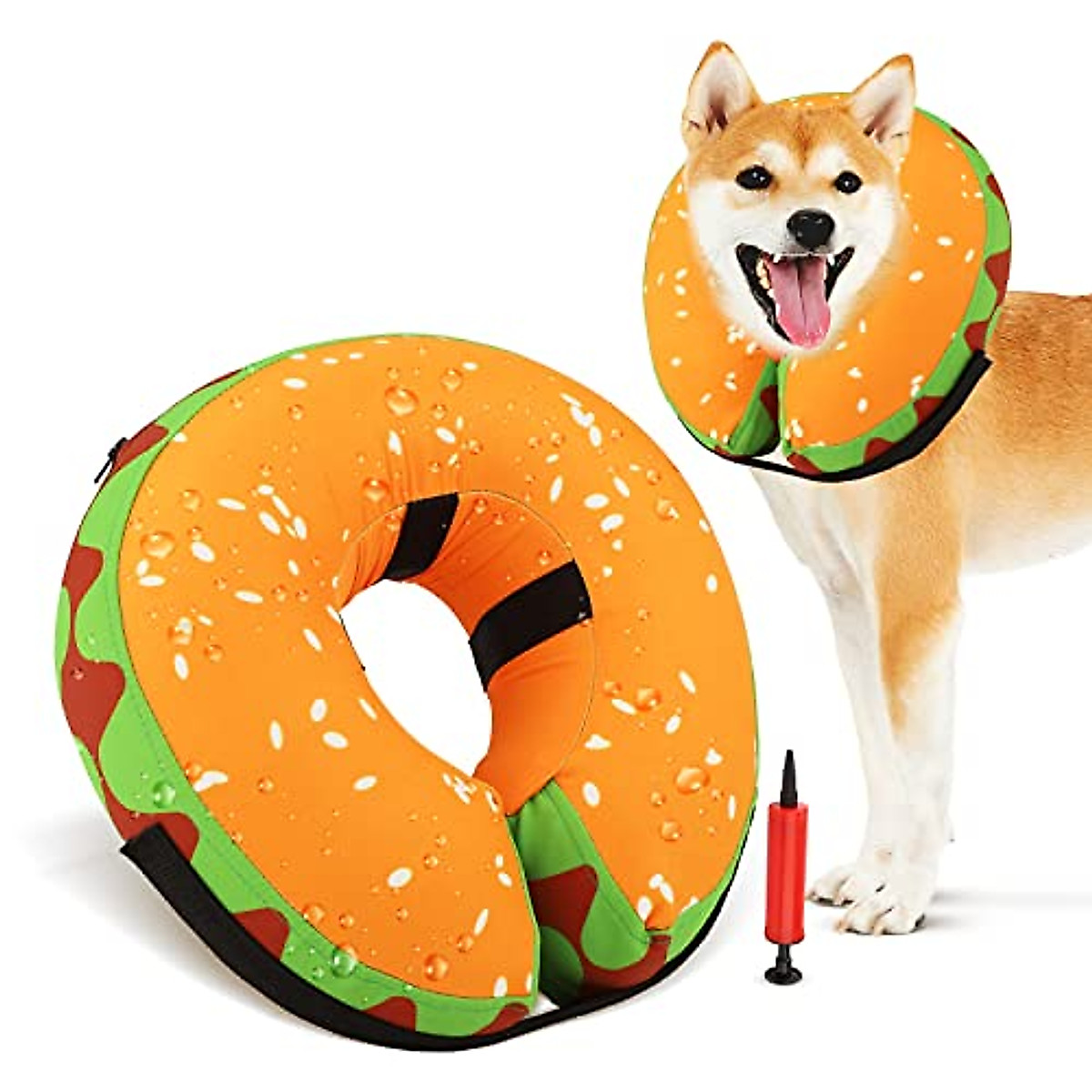 BEBANG Soft Dog Cones, Recovery Collar Protective Inflatable Collar for Pets, Dog Neck Donut Dog Cone Alternative After Surgery, E Collar for Medium Dogs, Adjustable Pet Recovery Cone After Surgery