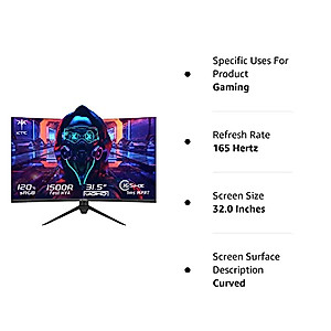 KTC 32 inch Curved Gaming Monitor, 2K 170Hz Monitor, 1440P 144Hz Monitor, 1500R Frameless, 1ms, HDR, FreeSync Premium, DisplayPort/HDMI/USB, VESA Wall Mount, PC Monitor, H32S17