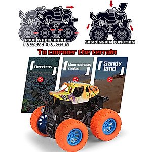 Chdutoys Chudutoys Monster Trucks for Boys Toy Cross Country Inertia Car Stunt Push Toys 3 4 5 Year Old Children Boy Girl Birthday Gift Pcs Car, 3.35x3.55x3.15