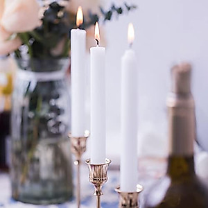 LANKER 18 Pack Taper Candles – 8 Inch Dripless Unscented Smokeless Candles – 6.5 Hours Burning Time - Decoration for Wedding, Churches, Dinner, Halloween and Christmas (White)