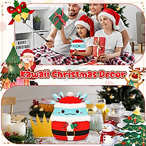 JIAJEGTGT Christmas Axolotl Plush Toy Stuffed Animal,11" Blue and Red Soft Plush Pillow Kawaii Plushies Christmas Decoration,Plush Toys Gift for Kids Boy Girl