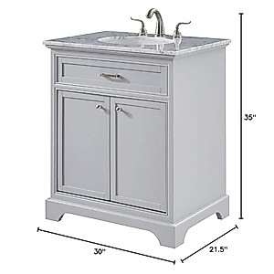 Elegant Kitchen and Bath 30 inch Single Bathroom Vanity Cabinet Set - Light Grey