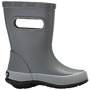 Bogs Kids' Skipper Waterproof Rubber Rain Boot for Boys and Girls,Solid Gray,13 M US Little Kid