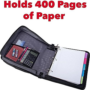 Case-it The Universal Zipper Binder - 2 Inch O-Rings - Padded Pocket That Holds up to 13 Inch Laptop/Tablet - Multiple Pockets - 400 Page Capacity - Comes with Shoulder Strap - Fire Engine Red LT-007