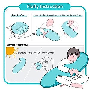 BYRIVER 35" Contour Cooling Cute Body Pillow for Kids Girls Boys Toddler, Child Hug Pillow for Sleeping, Nursery Pillow for Baby, Washable Cotton Dinasour Pillow Cover, Gifts for Kids (KL)