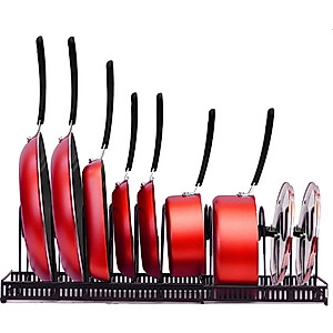 Berry Ave Adjustable Pan Organizer and Pot Rack with 8 Tiers, Rustproof Kitchen Cabinet Storage Organizer For Heavy Pots Pans and Cookware, Display On Counter w/ 3 Easy DIY Options