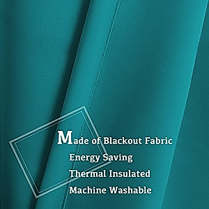 Turquoize Teal Blackout Curtains Themal Insulated Grommet/Eyelet Top Window Treatment Nursery & Infant Care Panels Drapes, Each Panel 42" W x 84" L