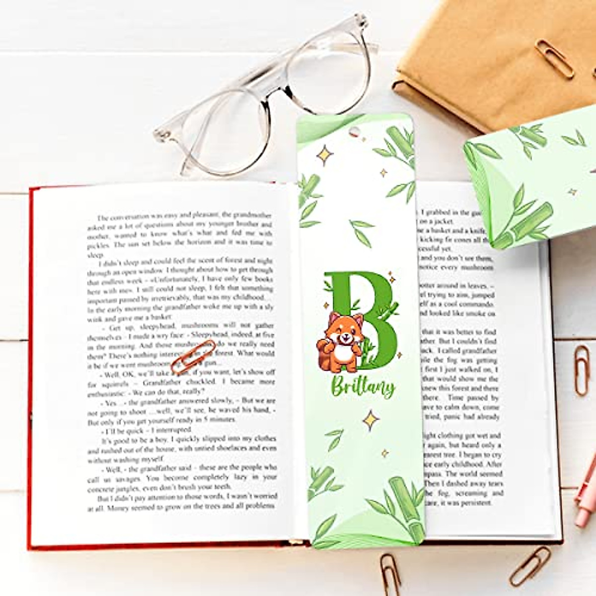 GOLEEX Personalized Initial Bookmark Red Panda Magnetic Bookmarks Customized Name Letter Page Markers Cute Bookworm Gifts for Book Lovers Readers Students Kids Women at Christmas
