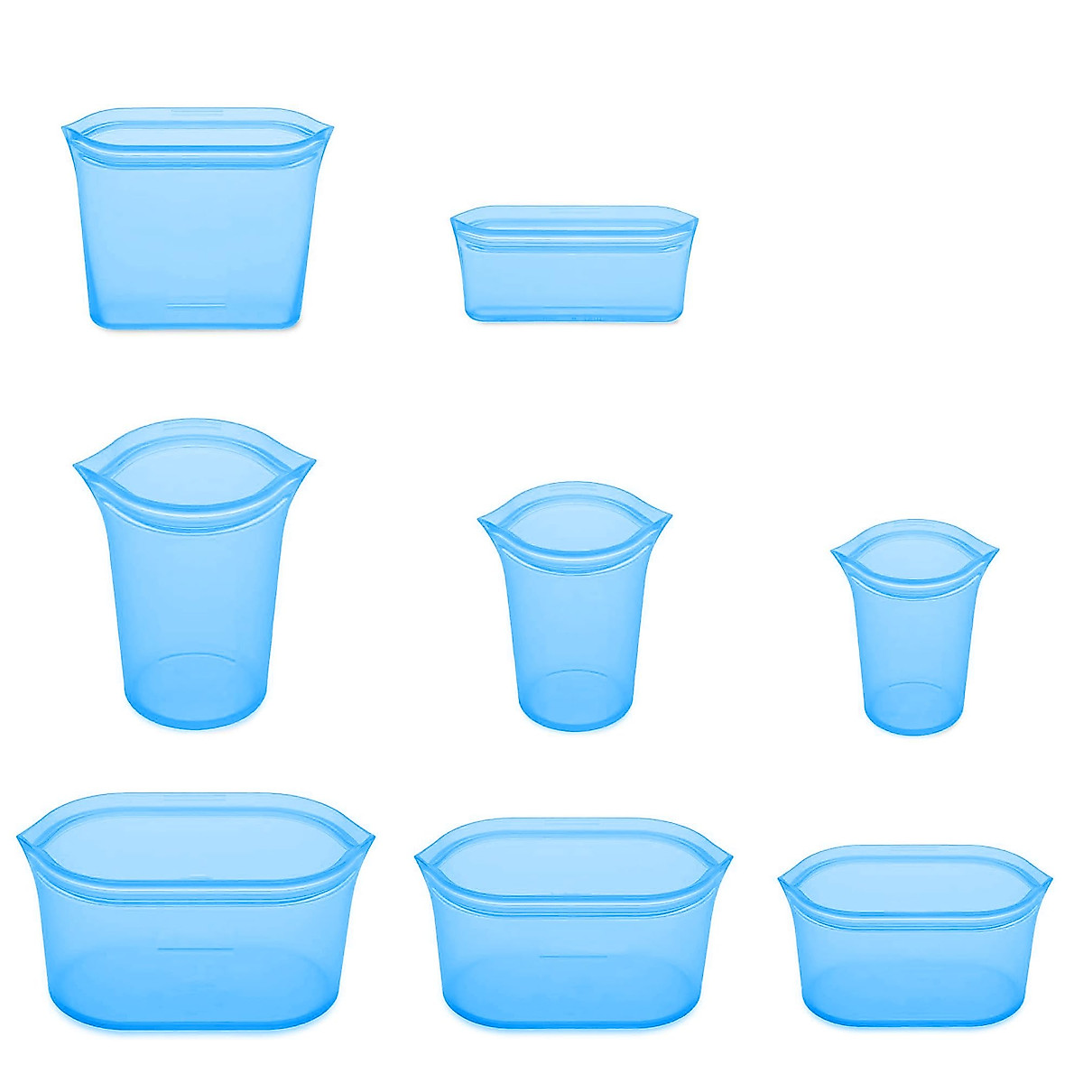 Ami.Todfo Reusable Food Storage Bag 100% Silicone Meal Prep Container Microwave Freezer and Dishwasher Safe Leak-free Bundle 8-Pack Bowls 8 Bag Set Sandwich Snack (Blue)