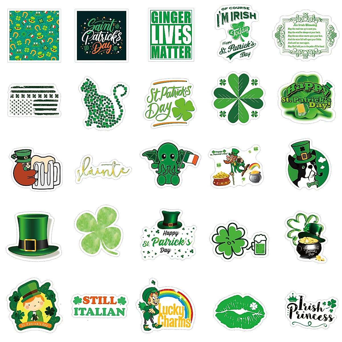 50 PCS St Patrick's Day Stickers,Vinyl Waterproof Aesthetic Stickers for Water Bottle,Laptop,Phone,Patrick's Day Decorations Party Home Supplies,for Teens Girls Kids Gift