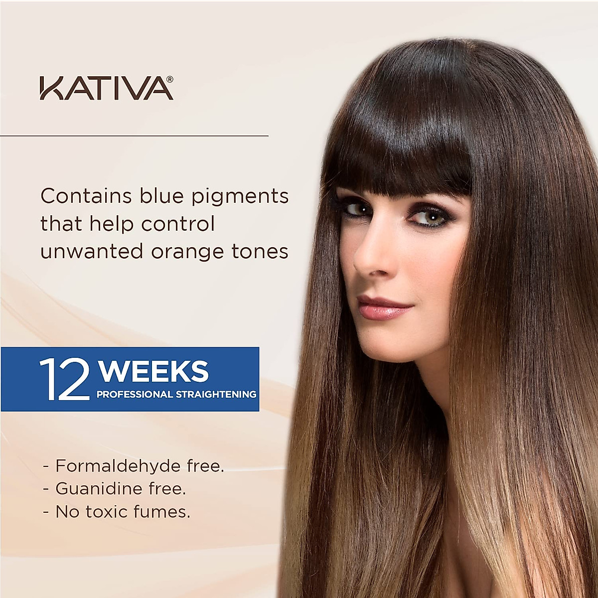 Kativa Brazilian Straightening Brunette Kit, 12 Weeks of Home Use Professional Straightening, with Organic Coconut Oil, Açai Oil, and Keratin, for Straighter, Softer and Shinier Dark-Coloured Hair