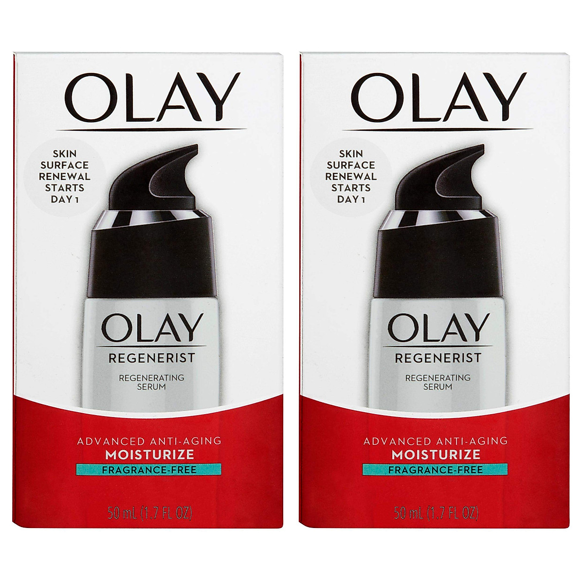 (PACK of 2) 0lay Regenerist Regenerating Serum FRAGRANCE-FREE, 1.7 Fl Oz (50 ml) EACH - Advanced Anti-Aging Moisturizer