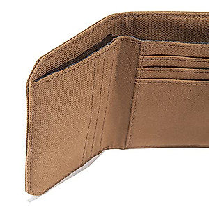 Carhartt Trifold Wallet, Durable for Men, Available in Leather and Canvas Styles, Nylon Duck (Carhartt Brown), One Size US