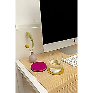 Graf Lantz Bierfilzl 100% Merino Wool Moisture Wicking, Absorbent Felt Coasters, Round, Multi-Color Set of 6, Rainbow