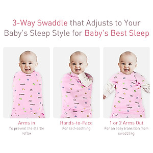 Knirose 3-Way Adjustable Wearable Swaddle Blanket Sleep Sack, Easy Diaper Changing Transition Sleeping Bag Swaddles with Bottom Zipper, Infant Wrap Blankets for Newborn Baby Boys Girls, 100% Cotton