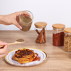 STARSIDE 8 oz Glass Jars with Bamboo Lids,Set of 15 Empty Spice Jars with Labels,Glass Seasoning Organizer,Spice Containers,Airtight Food Storage Container,Borosilicate Glass Canisters Sets