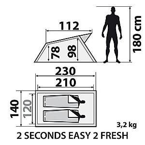 Quechua Waterproof Pop Up Camping Tent 2 Seconds Easy AIR II, 2 Man