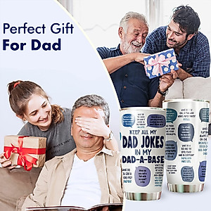 Life4Gifts Emergency Dad Jokes Gift for Dad - Birthday Gift for Dad & Fathers Day Gift for Daddy Stepdad Husband Father in law Tumbler 20oz Doule Wall Vacuum Isulated Travel Coffee Mug
