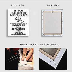 Kas Home Funny Bathroom Canvas Wall Art | Rustic Bathroom Prints Decorative Signs Framed | Restroom Washroom Wall Decor