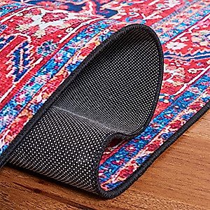 SAFAVIEH Tucson Collection Machine Washable Slip Resistant 8' x 10' Navy/Red TSN121N Oriental Medallion Living Room Dining Bedroom Area Rug