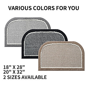 PADOOR Kitchen-Mats for Floor 100% Polypropylene Kitchen Rugs Non Slip Washable, Durable Dirt Resist Half Circle Rug TPR Backed Kitchen Floor Mat, 18"x28", Beige