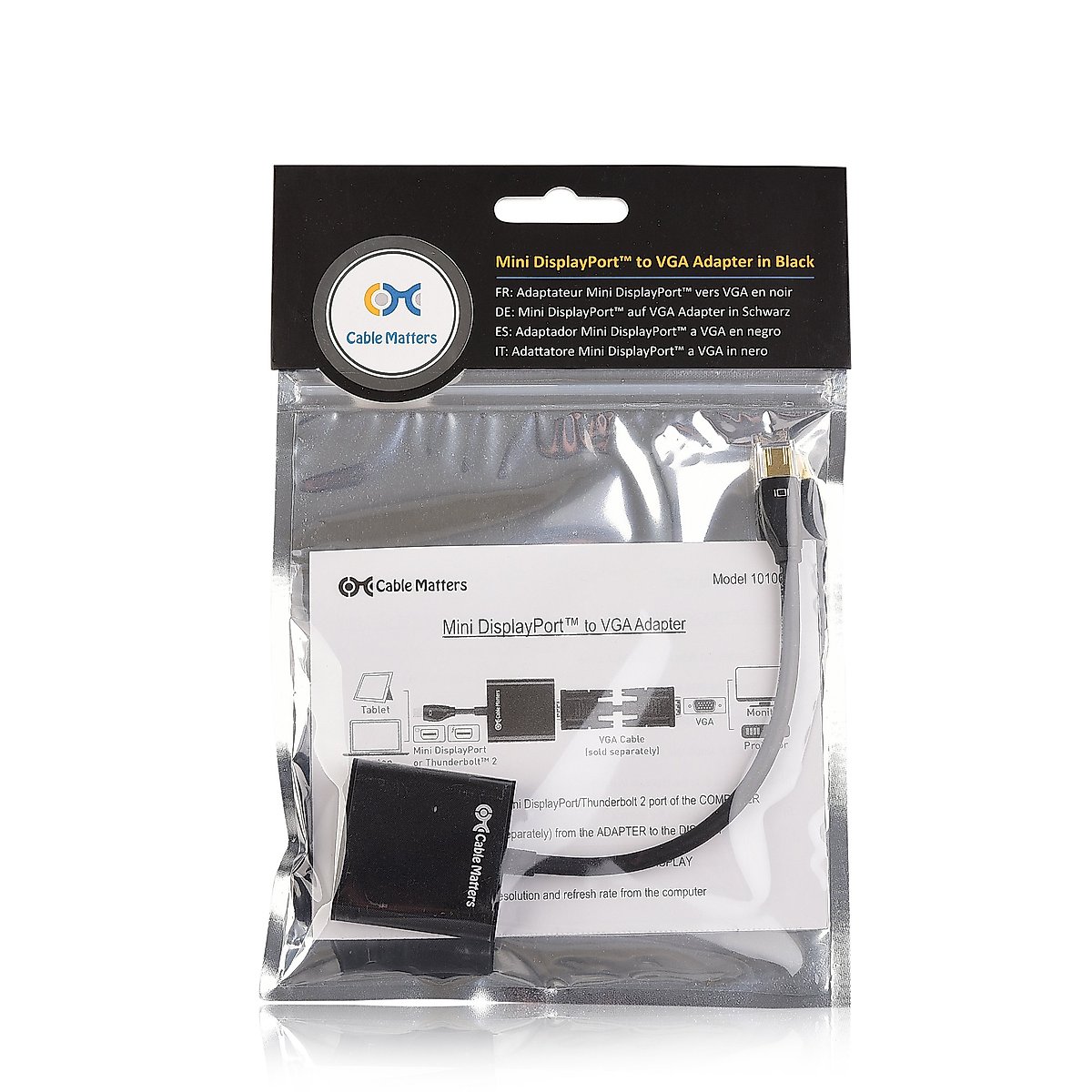 Cable Matters Mini DisplayPort to VGA Adapter (Mini DP to VGA) in Black - Thunderbolt and Thunderbolt 2 Port Compatible