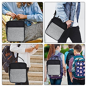 Insulated Lunch Bag for Teen Boys Girls, Women Men Lunch Box, Adults Lunch Bag Leakproof Portable with Removable Shoulder Strap for Office Camping Hiking Outdoor Beach Picnic-Black Gray
