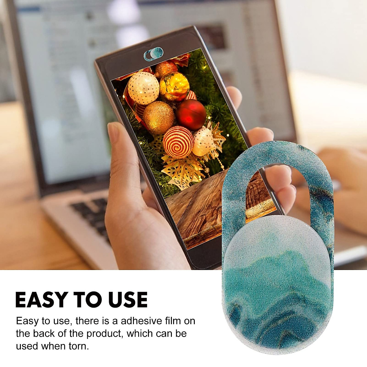 Hemobllo Webcam Cover - 6 Pcs Marble Laptop Camera Cover Slide Camera Blocker Web Cam Cover Sliders for Computer Cell Phone PC Tablet Notebook