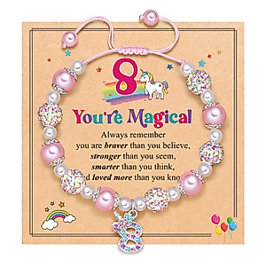 UPROMI 8 Year Old Girls Birthday Gifts for Age 6 8 12 7 10, Unicorn Christmas Easter Stuffers Valentines Day Gifts for Girls Bracelet Ideas