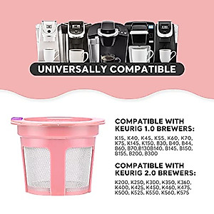 i Cafilas Week Reusable Cup Accessories for Keurig Filter K mini Plus,K-Cafe,K-cafe K83,K-Latte,K45 Elite,K-Classic,K-Compact,Reusable K Pods 2.0 and 1.0 Brewer (6 pcs in Pink)