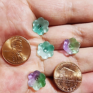 100Pcs Czech Glass Flower Beads,Rainbow Mix Trumpet Crystal Loose Glass Beads,Bulk Bell Flower Spacer Beads,for DIY Jewelry Making, Beading Projects, Bracelets, Necklaces, Earrings