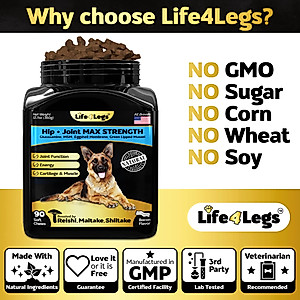 Life4Legs - Soft Chews Hip and Joint Supplement for Dogs - Dog Joint Pain Relief Treats - Glucosamine, Chondroitin, Turmeric - Mobility Bites Supplement