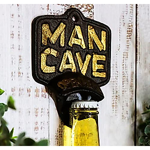 Ebros Gift Rustic Western Vintage Man Cave Open Here Cast Iron Rust Bronze Finish Metal Wall Soda Beer Bottle Cap Opener 5" High Home Office Cabin Lodge Country Ranch Home Party Accent (1)
