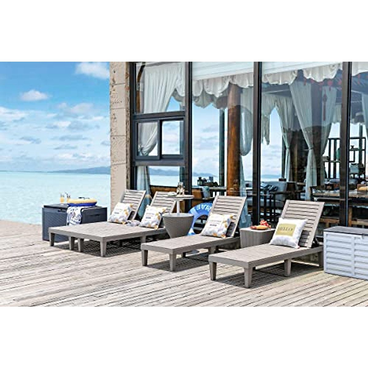 DIMAR GARDEN Outdoor Lounge Chair,Pool Chaise Lounge Waterproof Sunloungers,Taupe