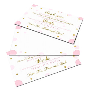 Paper Clever Party Pink and Gold Baby Shower Thank You Postcards (15 Pack) Twinkle Little Star Notecards Only - Eco-friendly Postal Note with Message from Girls – Royal Princess– Printed 4x6
